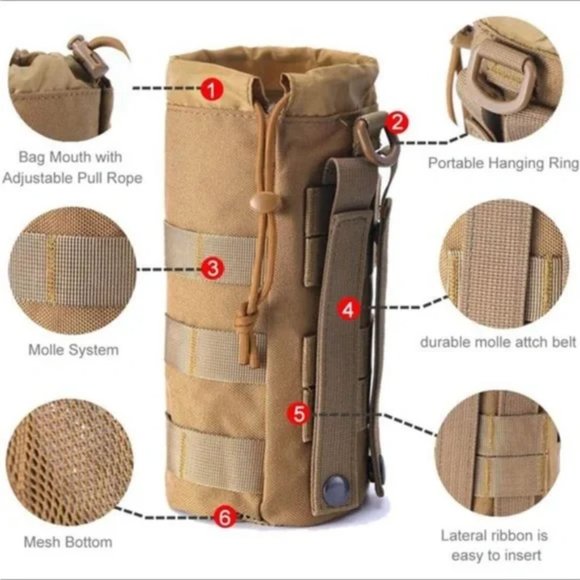 Boutique | Bags | Set Of 2 Water Bottles Pouch Bag Tactical Drawstring ...